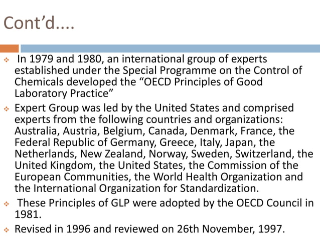 OECD principles of Good Laboratory Practice. | PPTX | Standardized ...