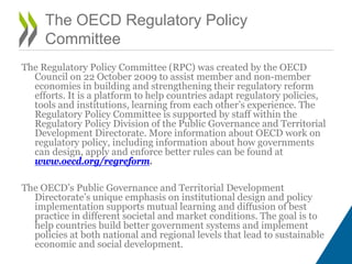 Regulatory Policy and Governance: OECD Experience and Emerging Trends - Faisal Naru | PDF