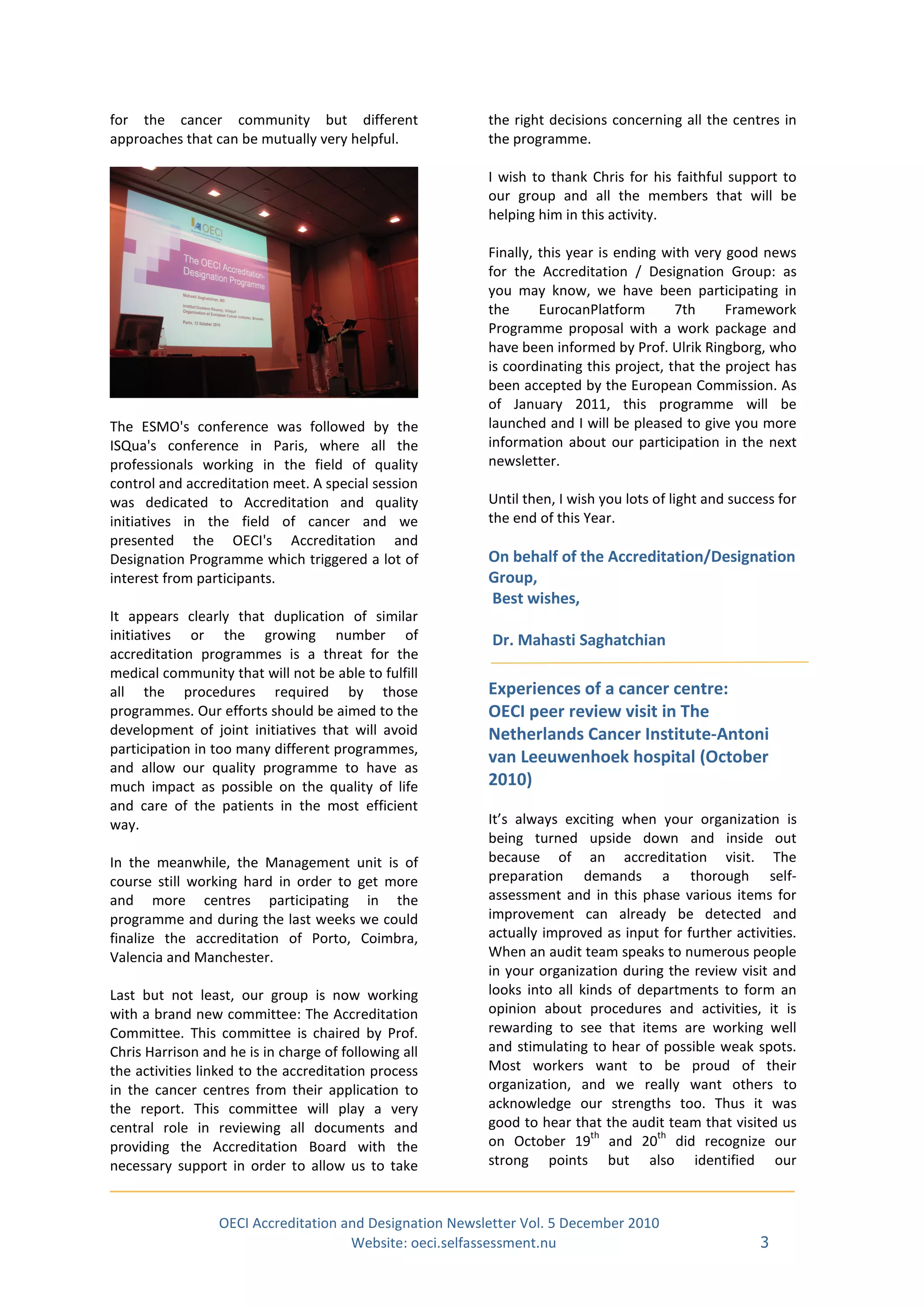 OECI accreditation and designation newsletter volume 5 | PDF
