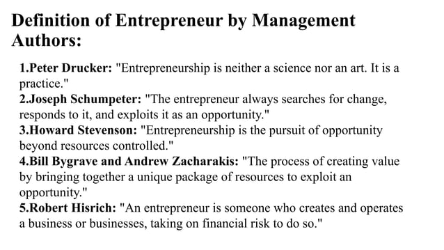 Entrepreneurship Related Definition History | PPT