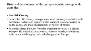 Entrepreneurship Related Definition History | PPTX