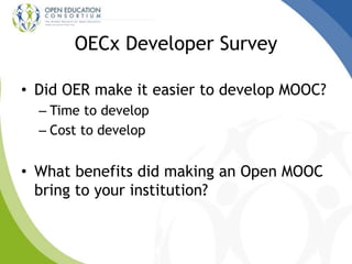 OECx: Building Openly Licensed MOOCs to Enhance Re-use, Interactivity, and Learning Data | PPTX