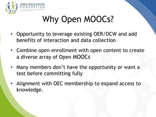 OECx: Building Openly Licensed MOOCs to Enhance Re-use, Interactivity, and Learning Data | PPTX
