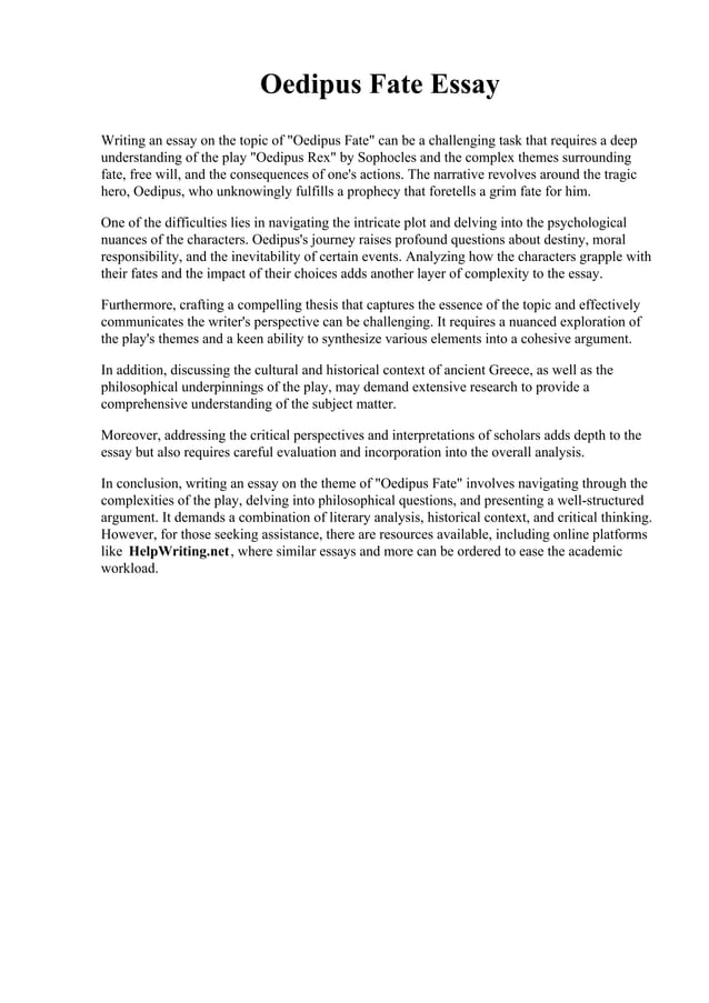 Oedipus Fate Essay Pdf