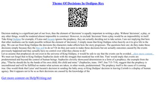 Oedipus Rex And Religion Essay | PDF