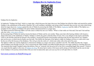Oedipus Rex And Religion Essay | PDF