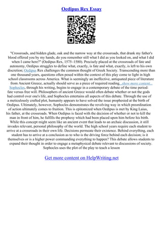 Oedipus Rex Essay | PDF