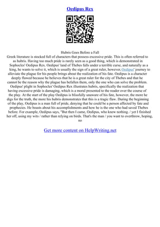 Oedipus Rex Essay | PDF