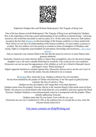 Oedipus The King Essay | PDF