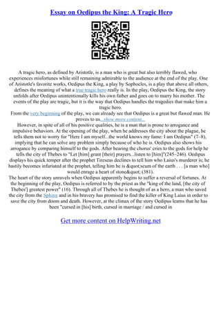Oedipus The King Essay | PDF