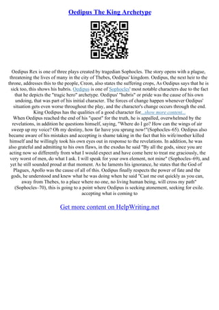 Oedipus The King Essay | PDF | Hinduism | Religion & Spirituality