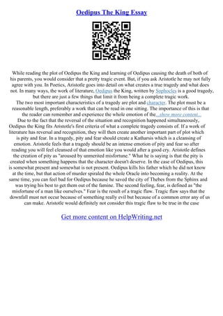 Oedipus The King Essay | PDF