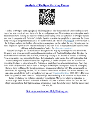 Oedipus The King Essay | PDF | Hinduism | Religion & Spirituality