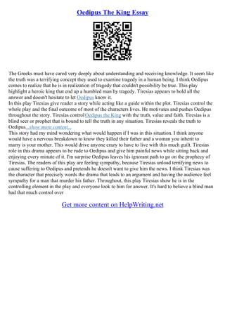 Oedipus The King Essays | PDF