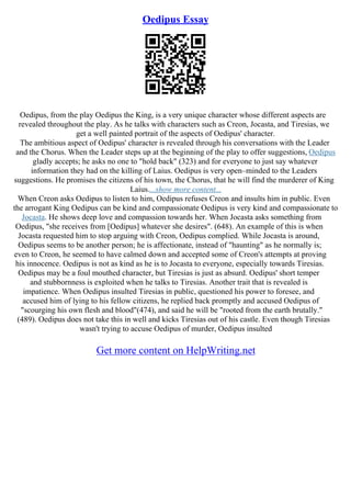Oedipus The King Essays | PDF