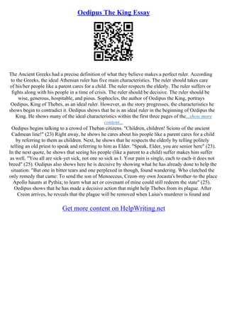Oedipus The King Essays | PDF
