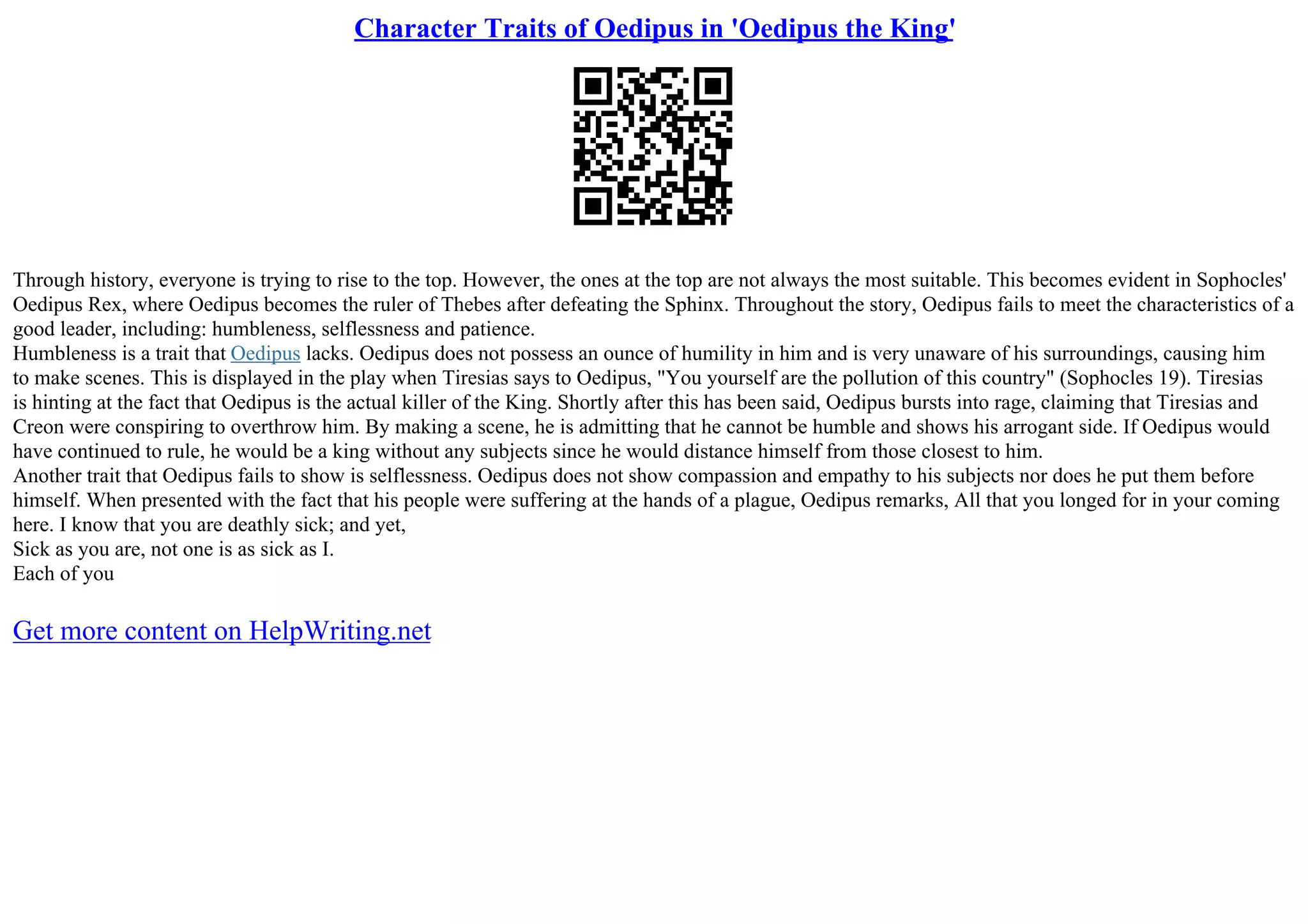 Oedipus The King Irony | PPT