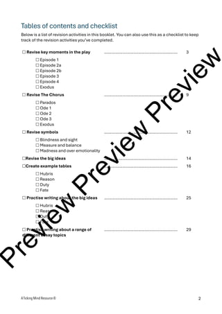 Oedipus The King Student Revision Booklet | PDF