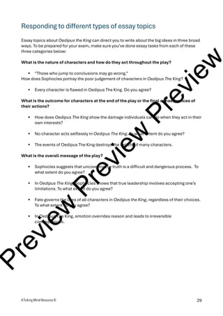 Oedipus The King Student Revision Booklet | PDF
