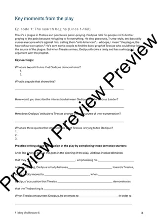 Oedipus The King Student Revision Booklet | PDF
