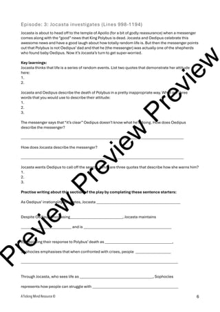 Oedipus The King Student Revision Booklet | PDF