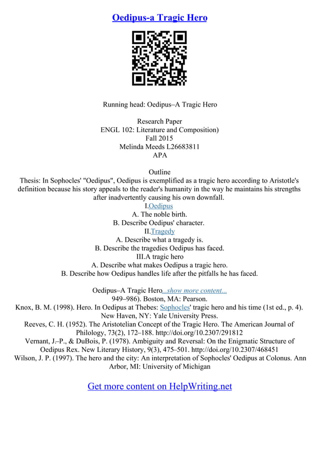 Oedipus Tragic Hero Essay | PDF