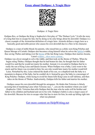 Oedipus Tragic Hero Essay | PDF