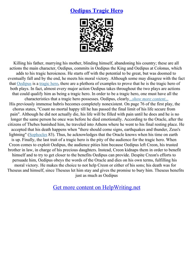 Oedipus Tragic Hero Essay | PDF