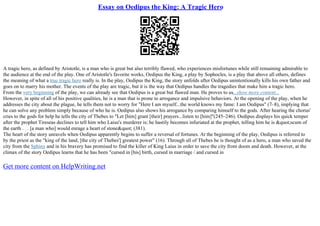 Oedipus Tragic Hero Essay | PDF