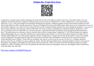 Oedipus Tragic Hero Essay | PDF