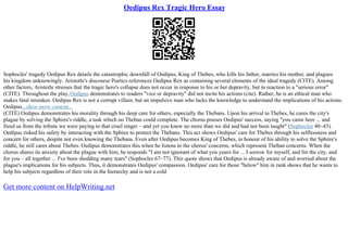 Oedipus Tragic Hero Essay | PDF