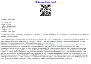 Oedipus Tragic Hero Essay | PDF