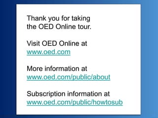 OED Online tour: Timelines | PPTX
