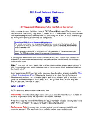 OEE article | PDF | Mechanical and Industrial Engineering Industry ...