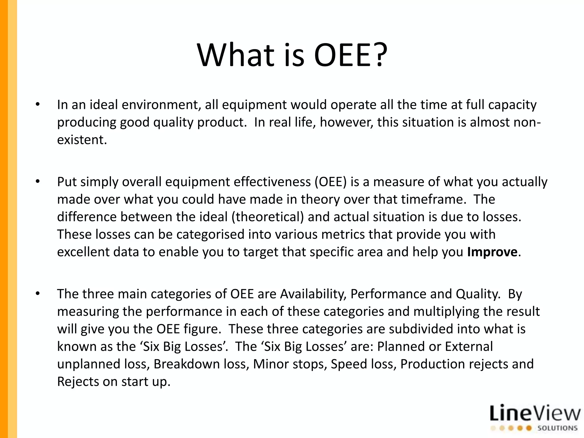 Oee Explained | PPTX