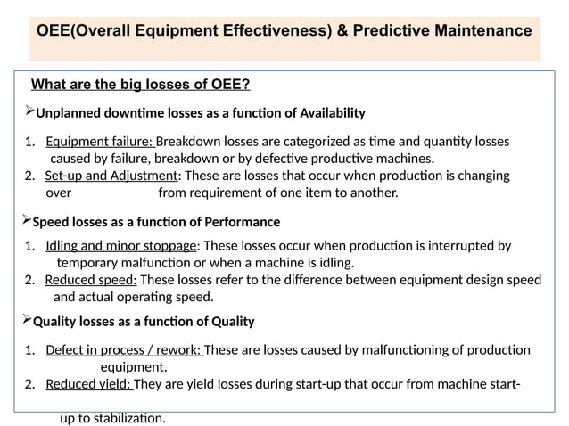 OEE(Overall Equipment Effectiveness) & Predictive Maintenance.pptx