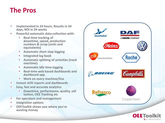OEE Toolkit Software - product overview april 2013 | PPT