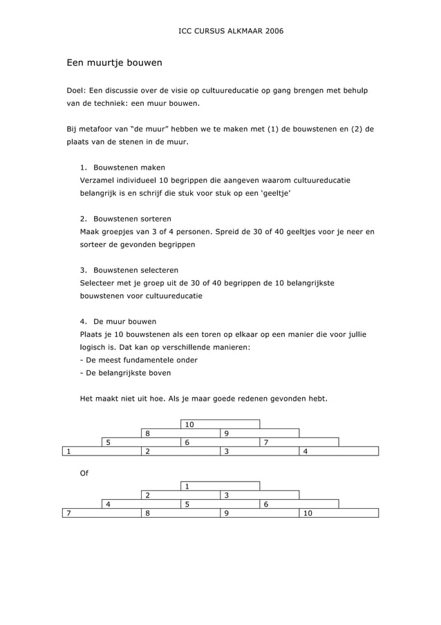 Oefening muurtje bouwen | DOC