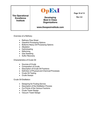 Oei building operational excellence in petroleum refining | PDF