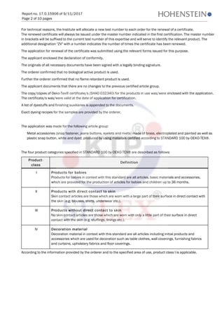 K.T.P. Oeko-Tex test report | PDF