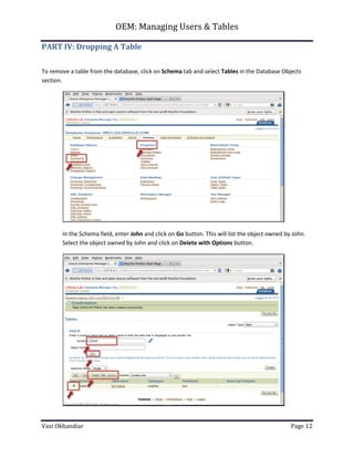 Managing users & tables using Oracle Enterprise Manage | PDF