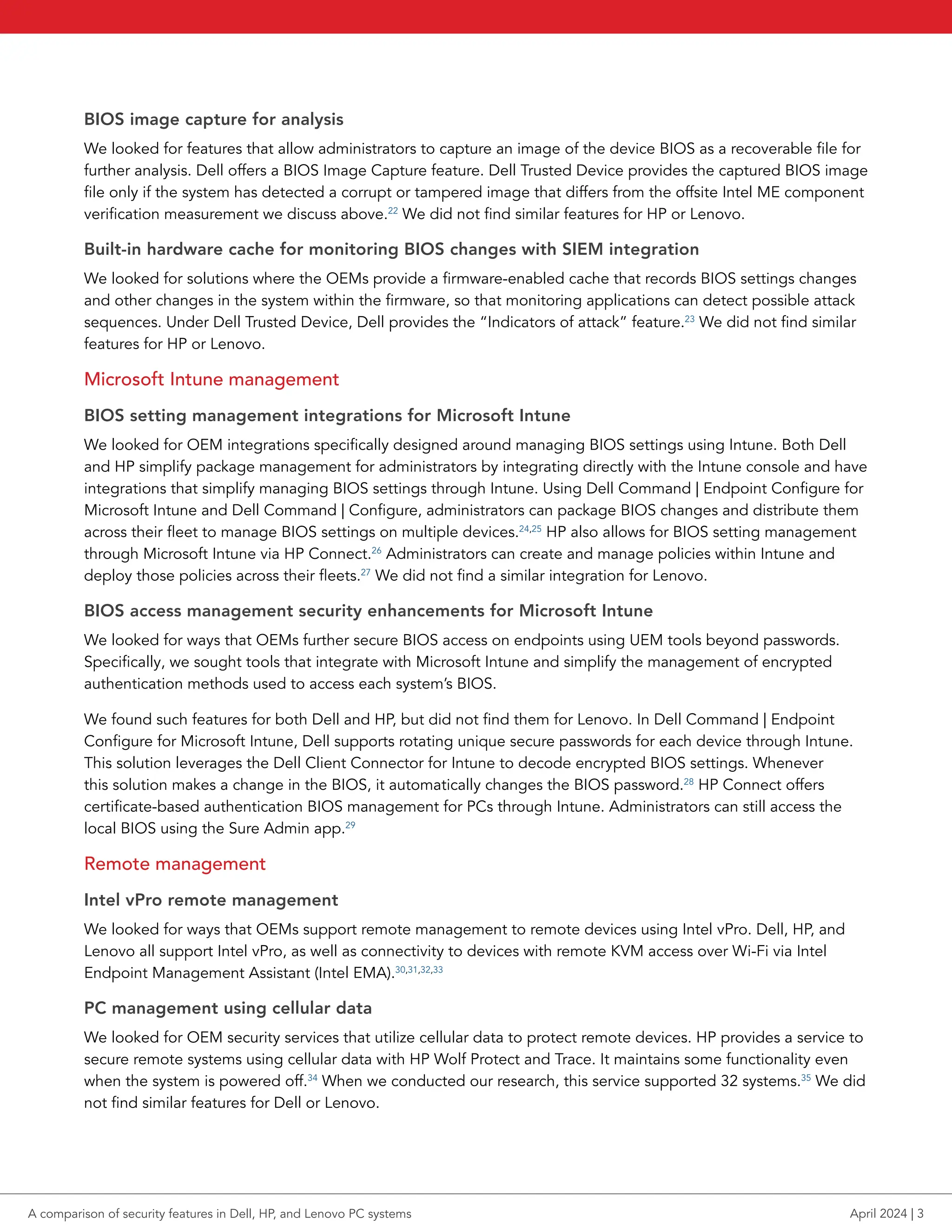 A comparison of security features in Dell, HP, and Lenovo PC systems | PDF