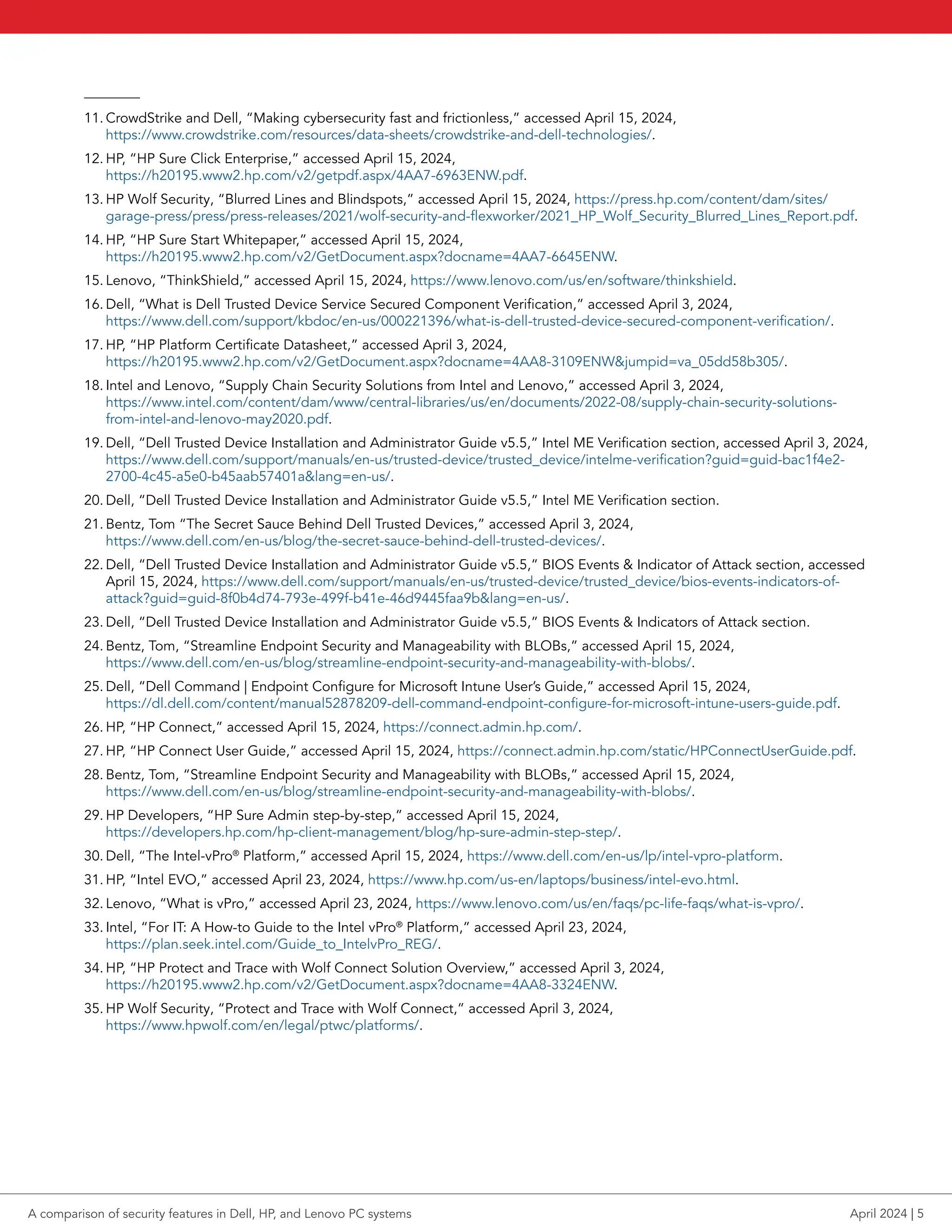 A comparison of security features in Dell, HP, and Lenovo PC systems | PDF