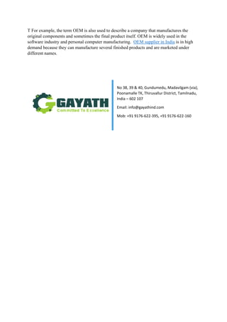 OEM supplier in India | PDF