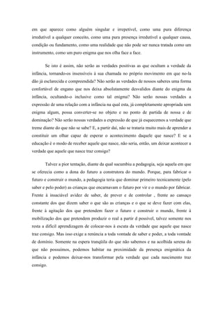 O Enigma da Infância - ou o que vai do impossível ao verdadeiro | DOCX