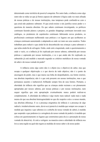 O Enigma da Infância - ou o que vai do impossível ao verdadeiro | DOCX