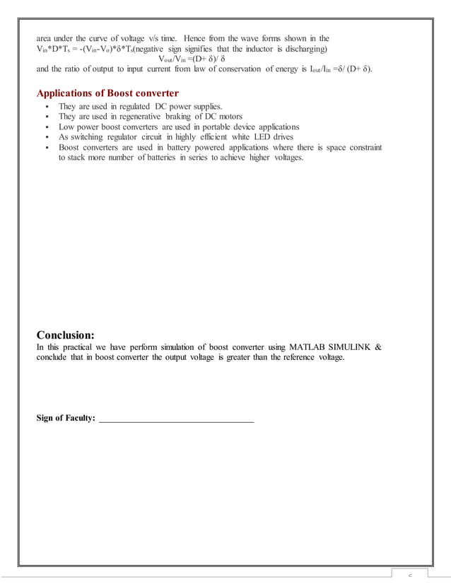 Simulation Of Boost Converter Using Matlab Simulink Docx Consumer Electronics Technology