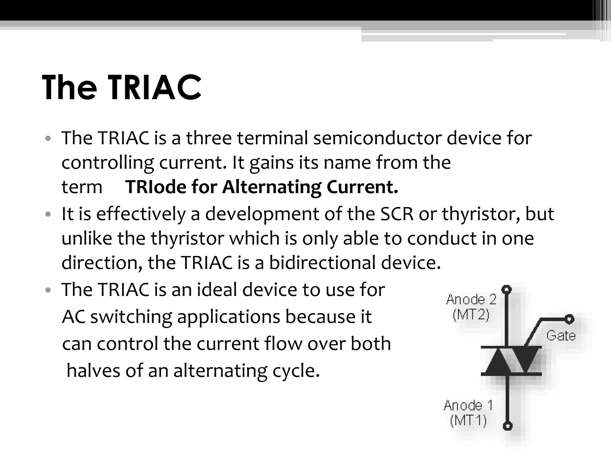 LIght Dimmer Circuit Using DIAC And TRIAC | PPTX