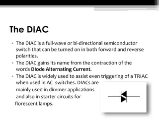 LIght Dimmer Circuit Using DIAC And TRIAC | PPTX
