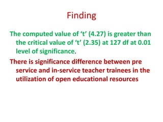 Utilization of Open Educational Resources | PPTX | Education industry ...